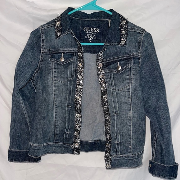Guess | Jackets & Coats | Guess Denim Jacket With Sparkles L 4 | Poshmark
